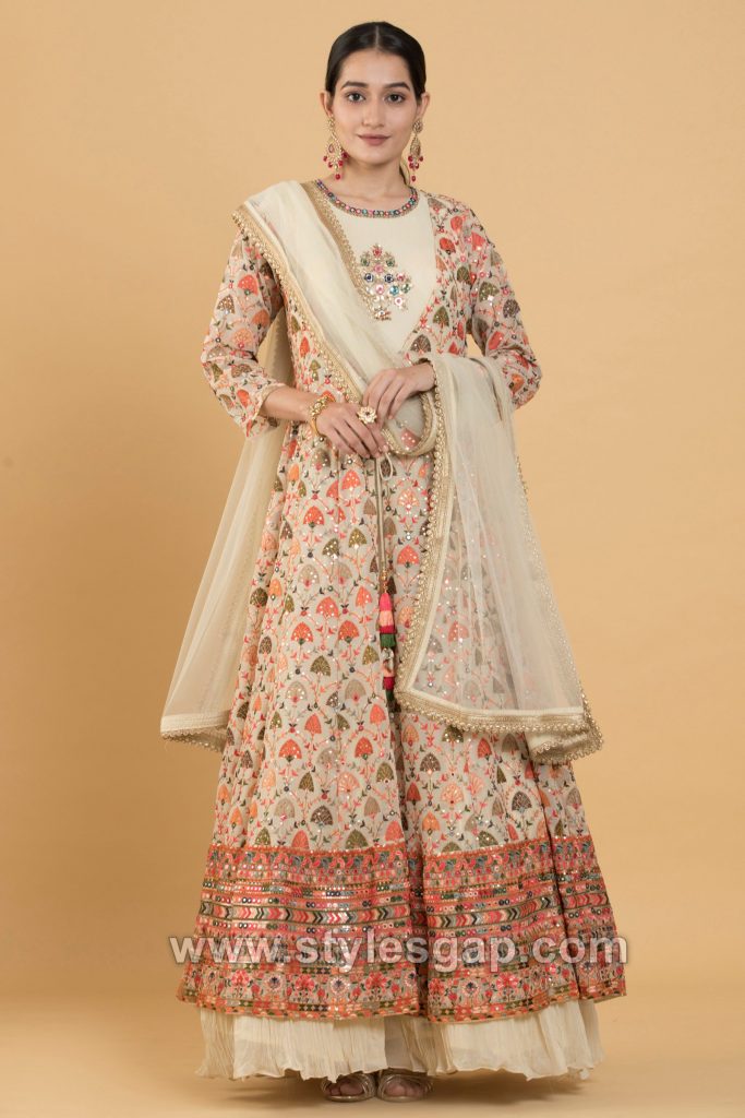 Semi Formal Party Wear Indian Jacket Style Koti Anarkali Suits (16 ...