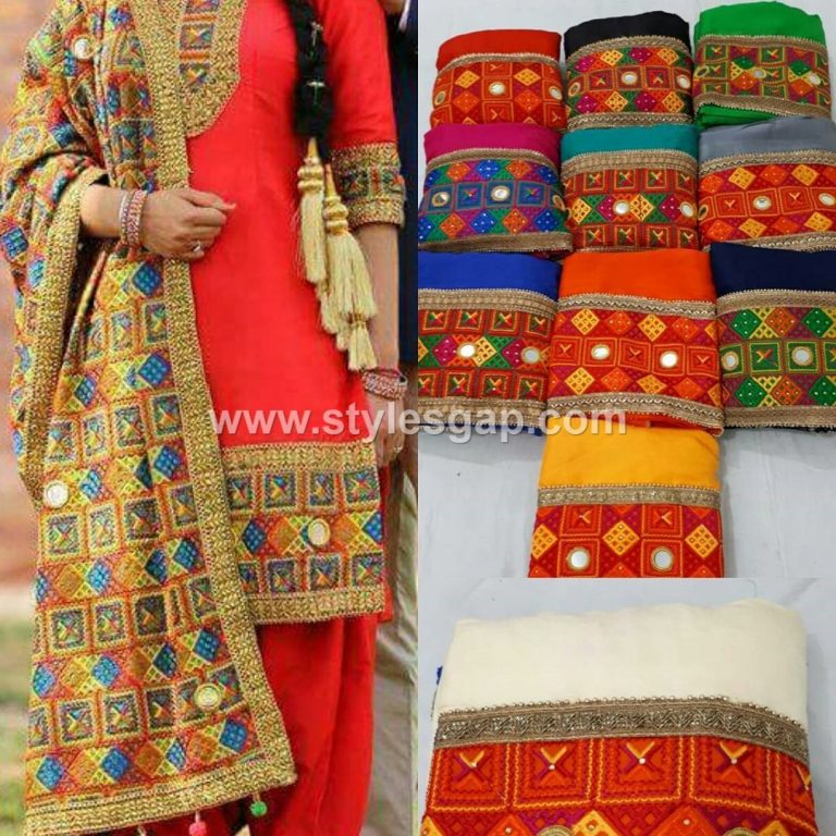 Latest Phulkari Dress Designs 2022-23 Dupatta, Trousers, Jackets