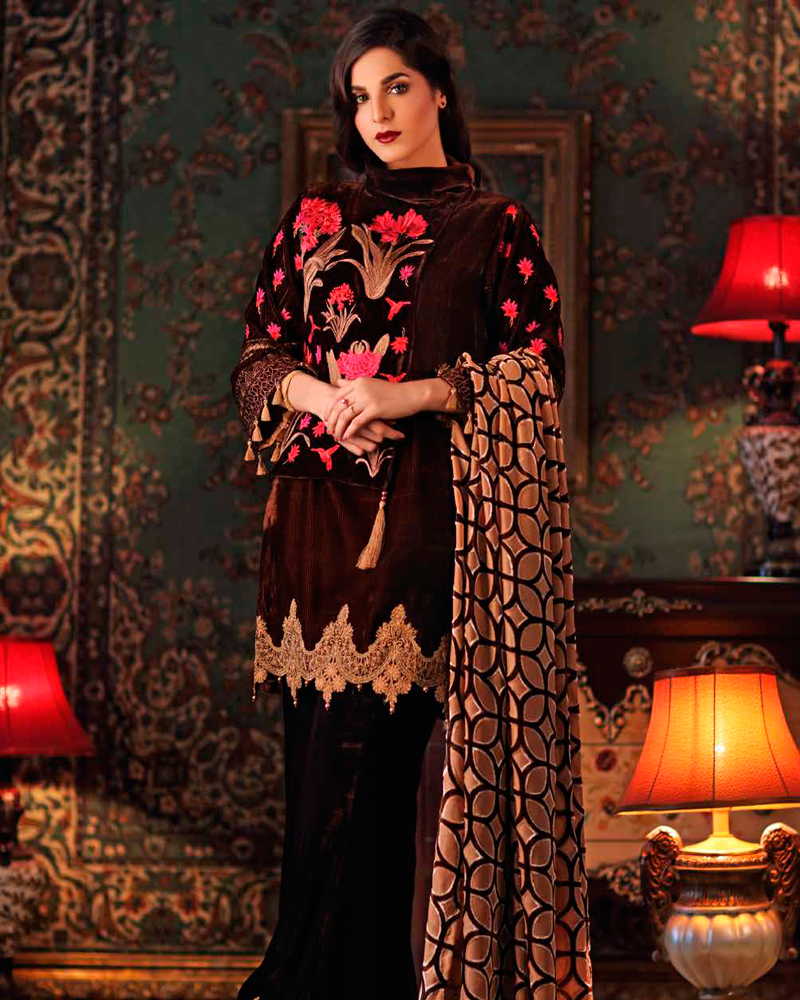 Velvet Shirt Trousers- Winter Velvet Dresses Designs Latest Trends ...
