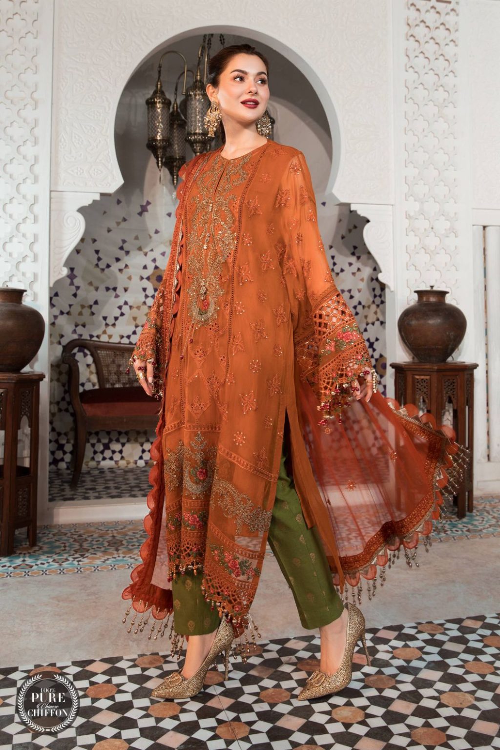 Maria B Latest Eid Chiffon Embroidered Embellished Dresses 2022
